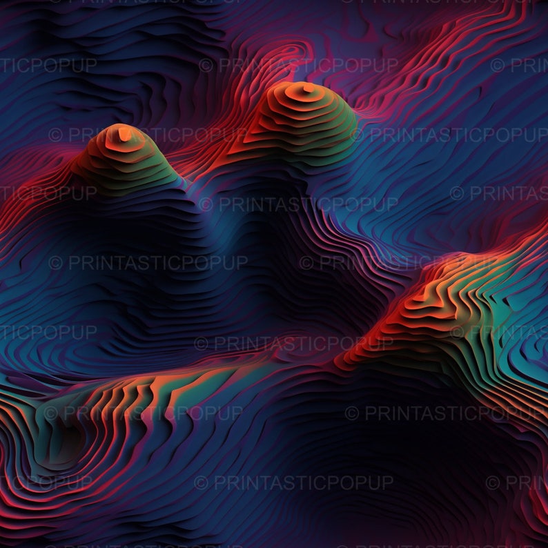 Groovy Topographic Map Pattern, Seamless Repeating Pattern in a Rainbow ...