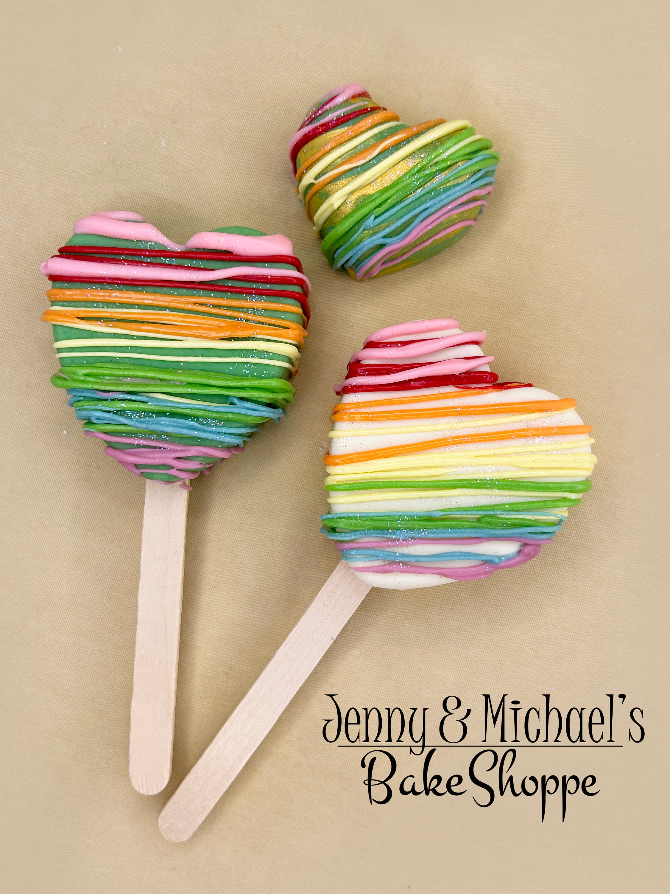Rainbow Heart Cakesicles, Chocolate Covered Cake on a Stick - Etsy