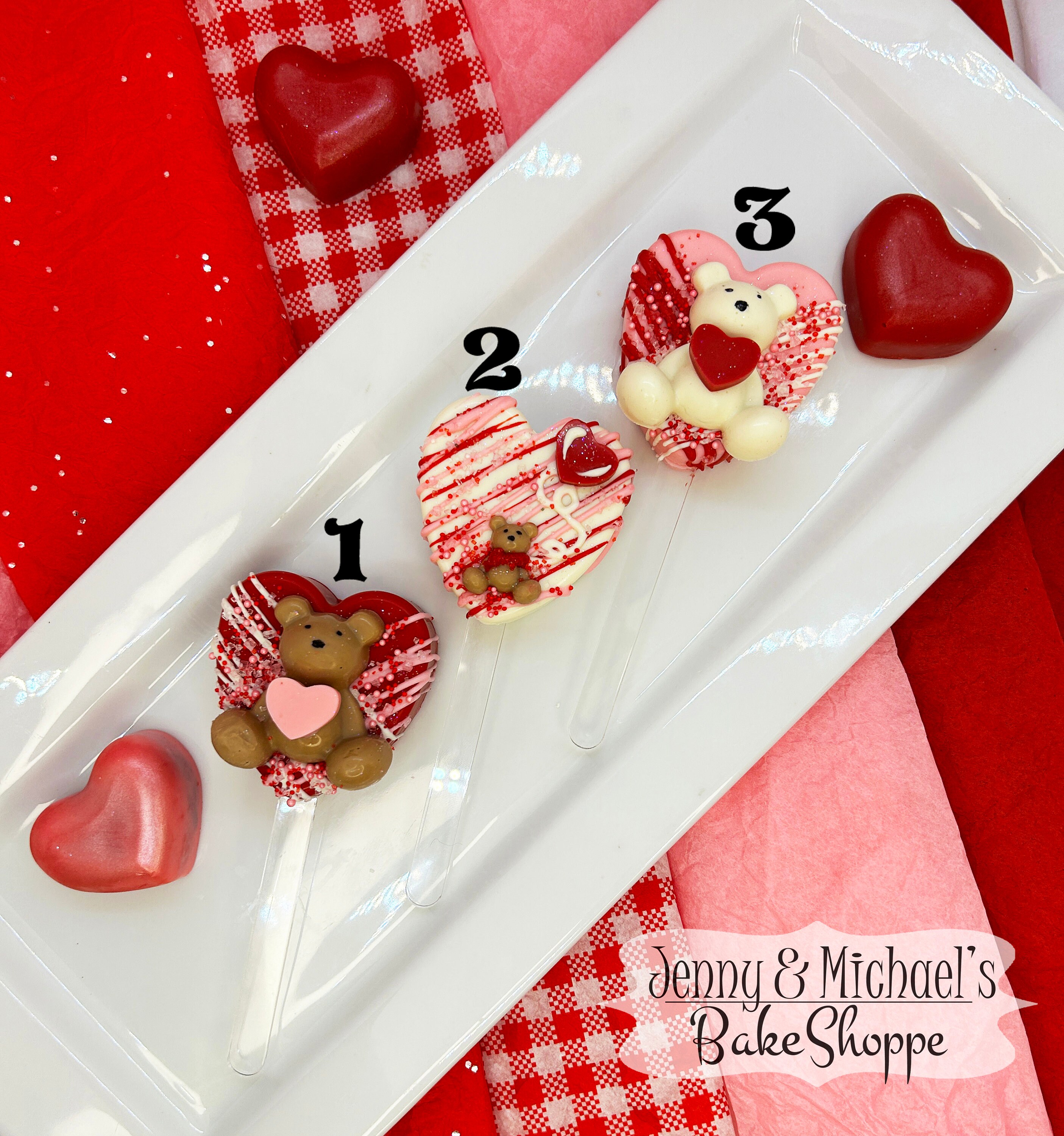 One Teddy Bear Heart Cakesicle, Chocolate Covered Cake on a Stick - Etsy