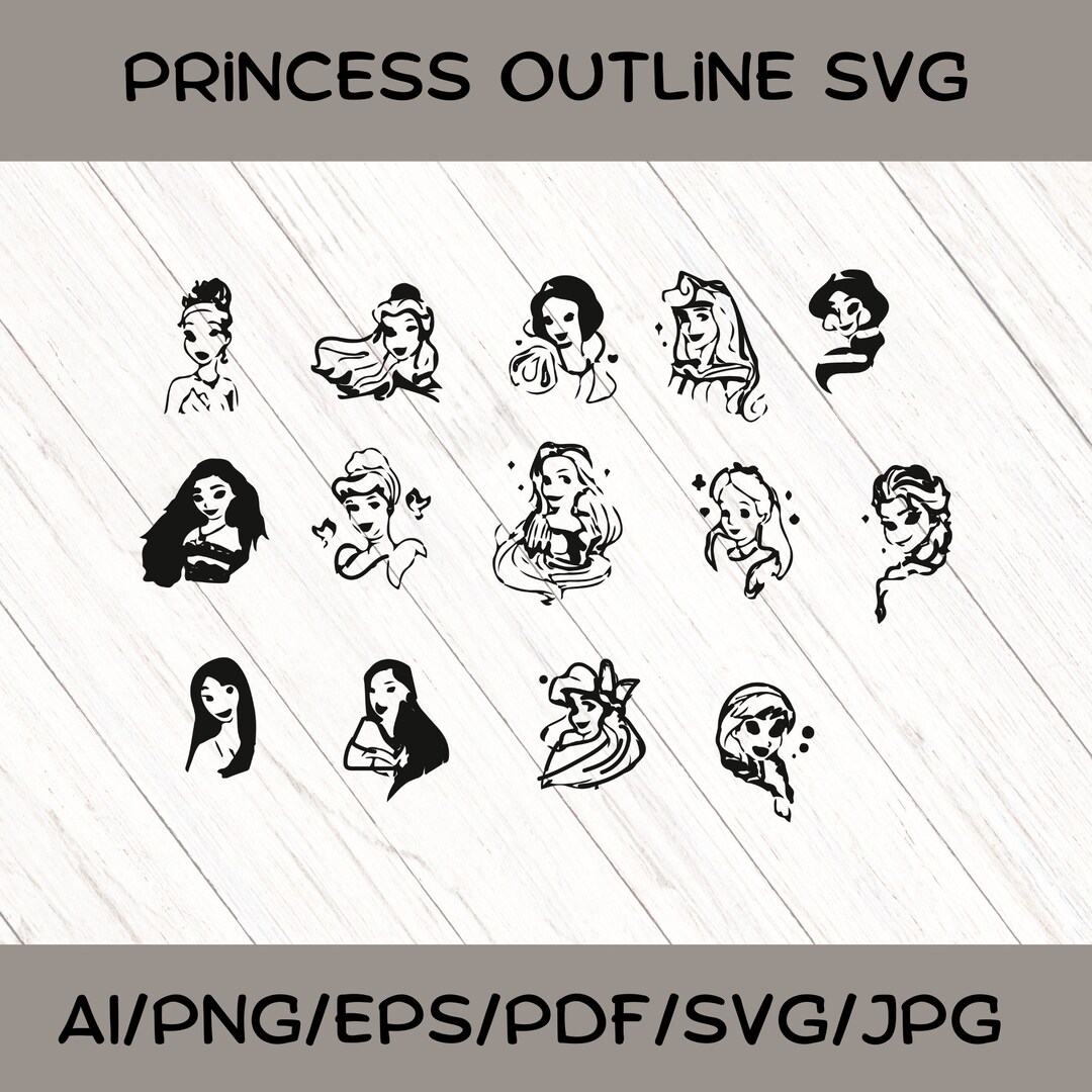 Princess Outline SVG PNG Bundle Princess T-shirt Svg - Etsy Australia