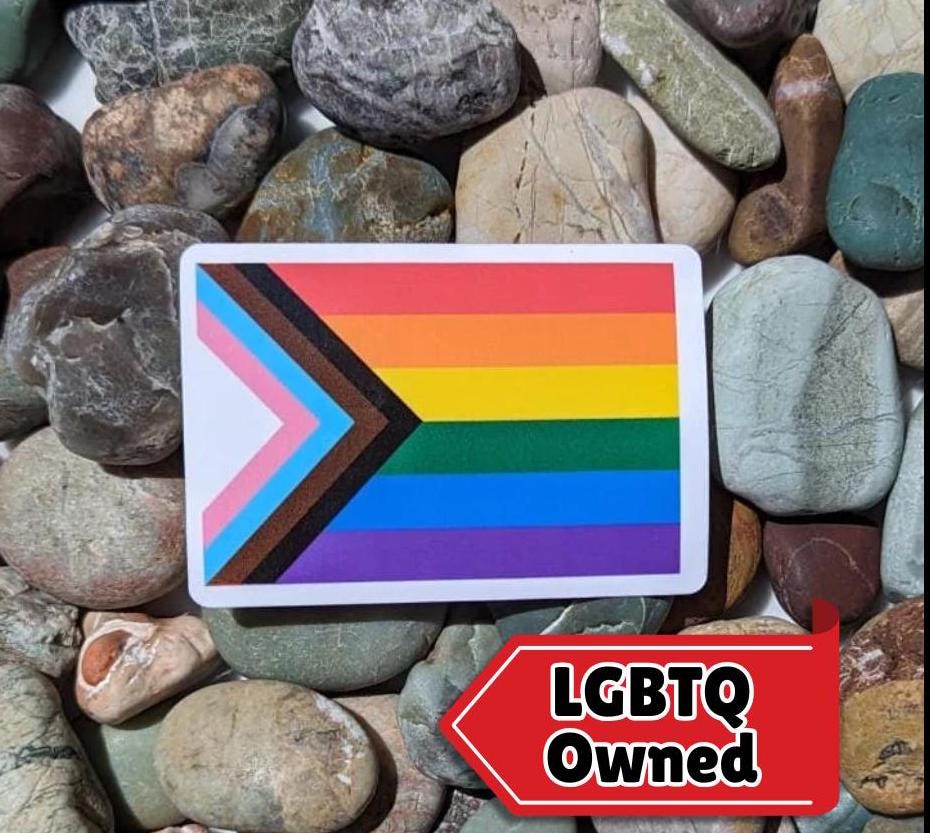 Progress Pride Flag Sticker | Gay Pride Vinyl Sticker | Water Bottle ...