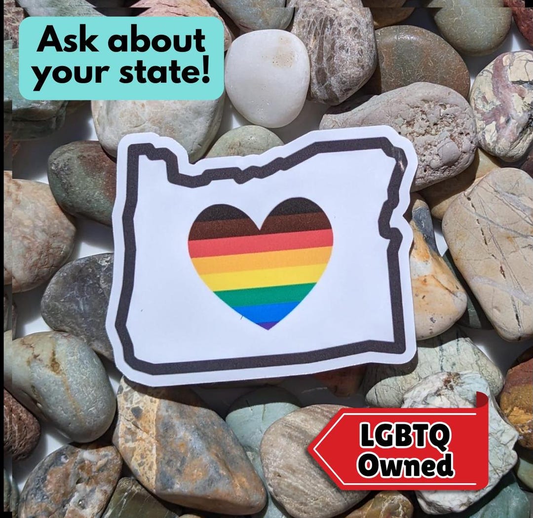 Oregon Pride Heart Sticker | Water Resistant| Love Wins | Two Sizes ...