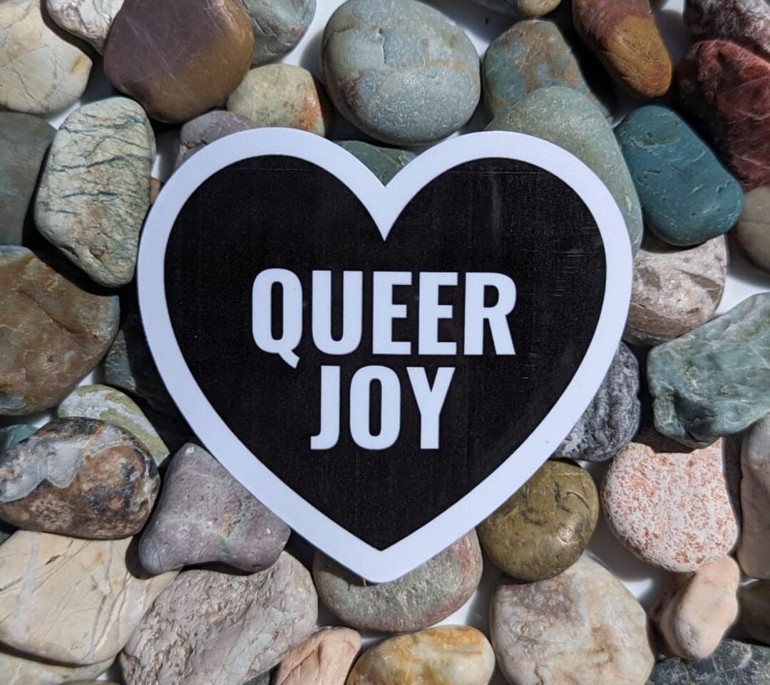 Queer Joy Heart Sticker Waterproof and Weatherproof Two Sizes Water ...