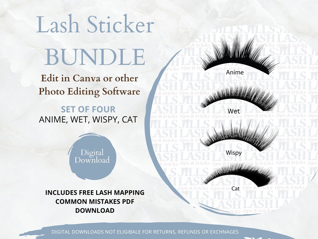 Set of 4 Digital Lash Stickers Eyelash Extension Mapping - Etsy