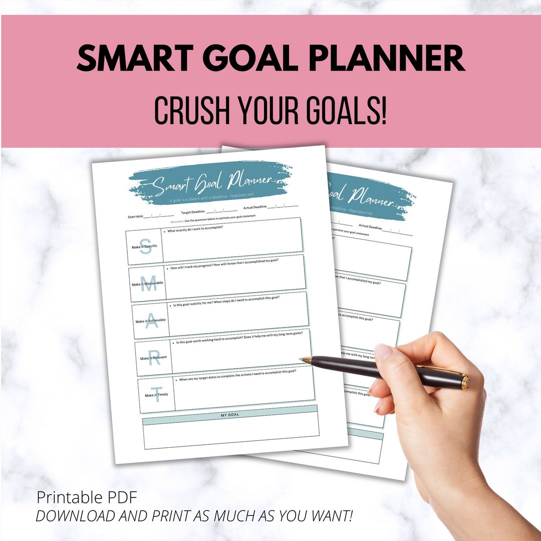 SMART Goal Planner / Goal Setting Worksheet / Digital Download PDF - Etsy