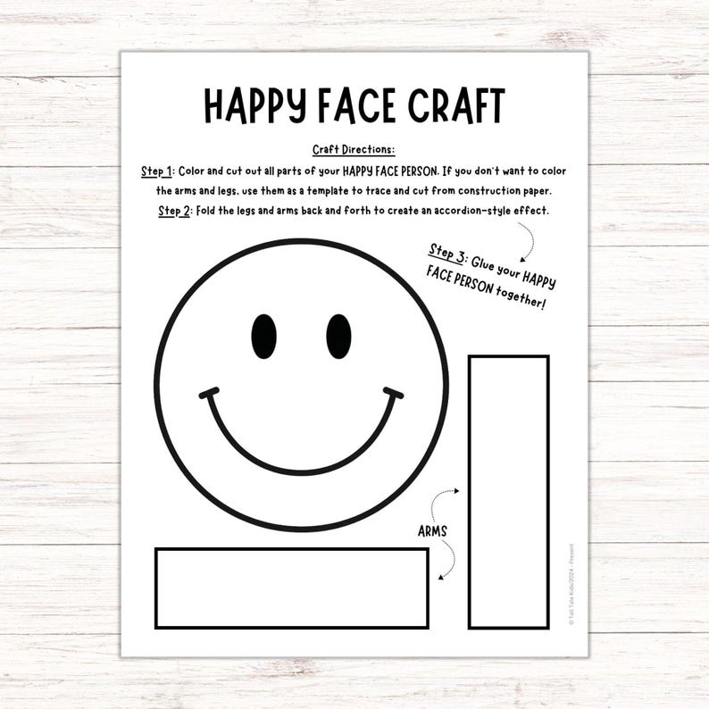 Paper Craft, Happy Face Emoji Person, School Homeschool, Instant ...