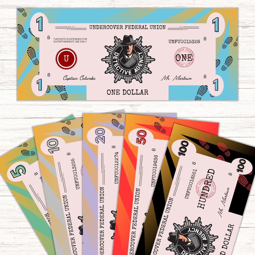 Detective Spy Undercover Pretend Play Money, Dramatic Play Currency ...