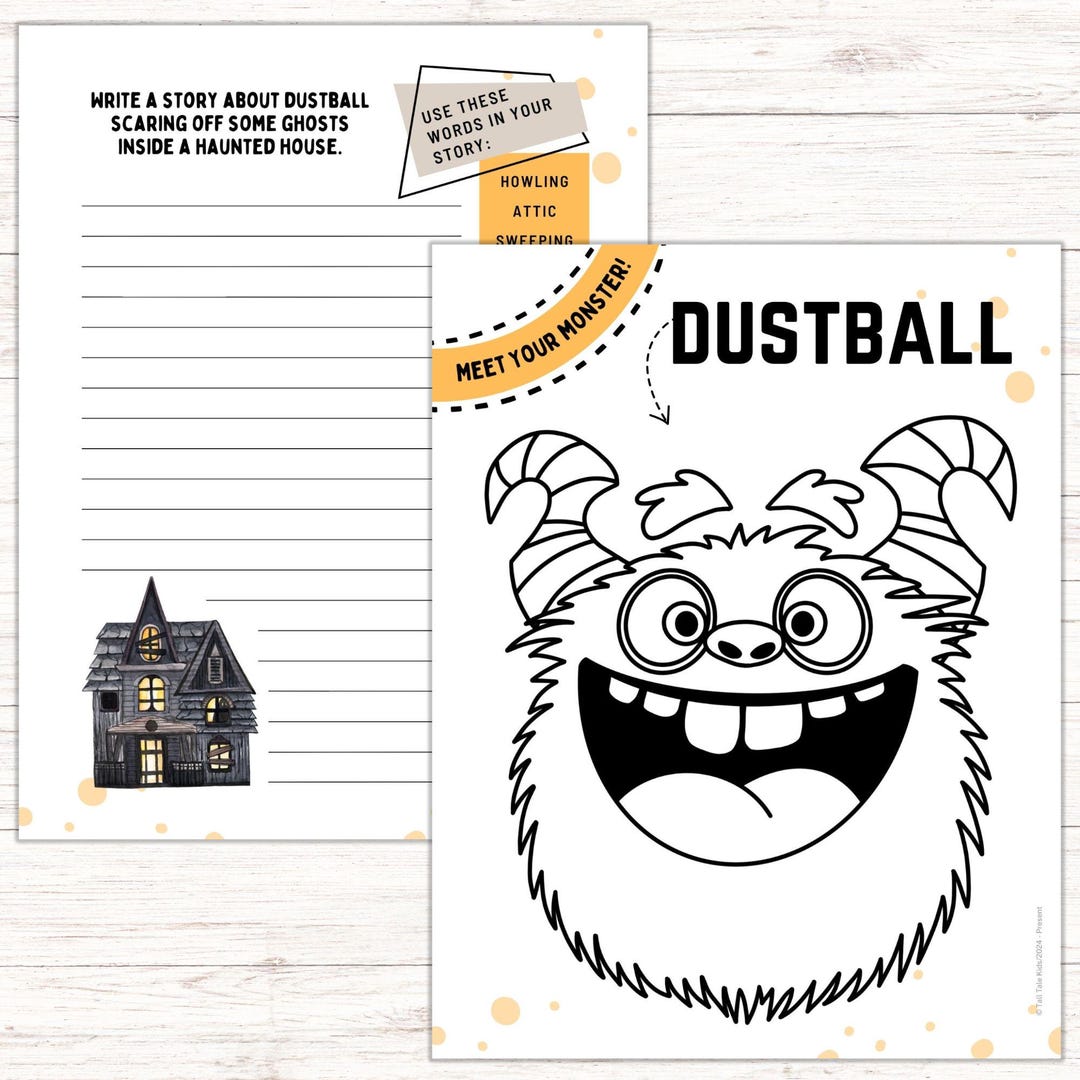 Monster Coloring Page Sheet, Writing Prompt, Creative Writing Tool ...