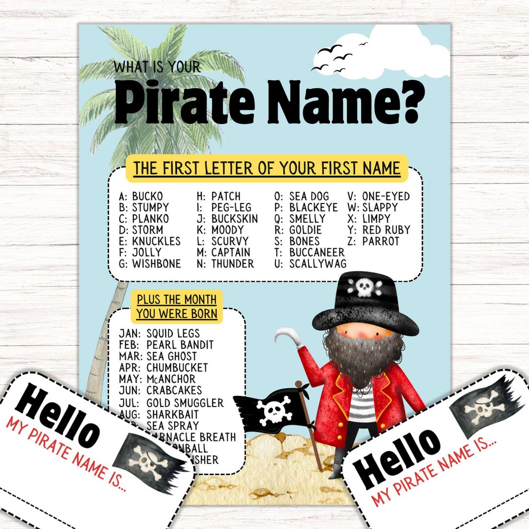 What is Your Pirate Name, Fun Adventure Name Tags, Party Favors ...