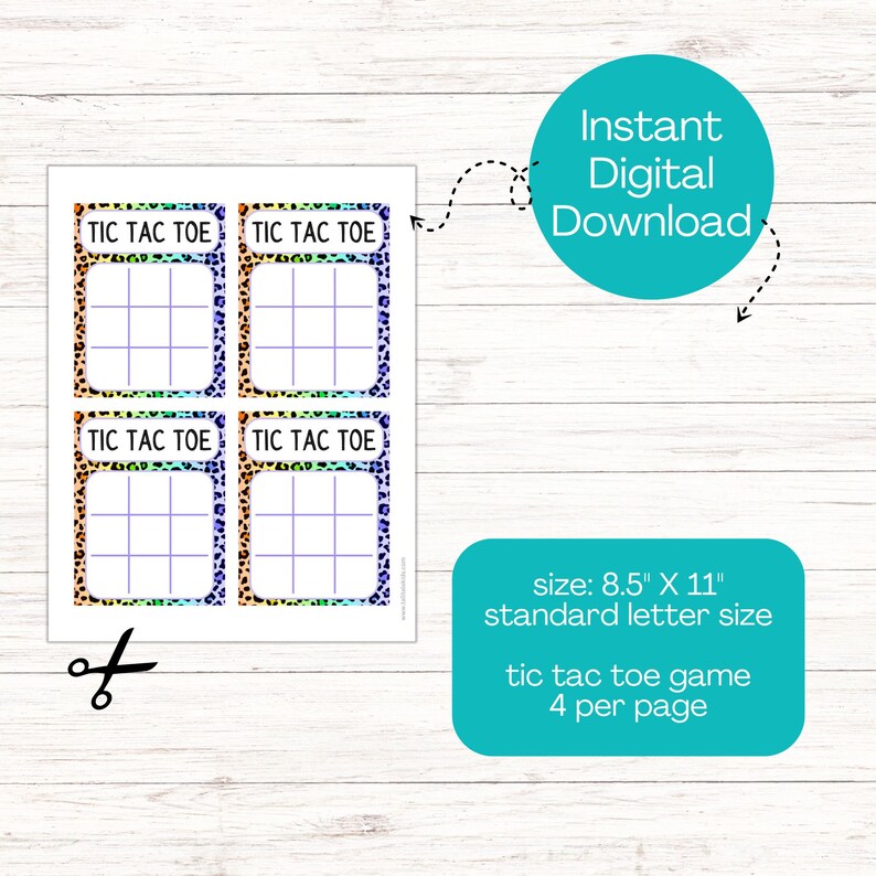 Printable Tic Tac Toe Game, Colorful Animal Print, Safari Fun, Digital ...