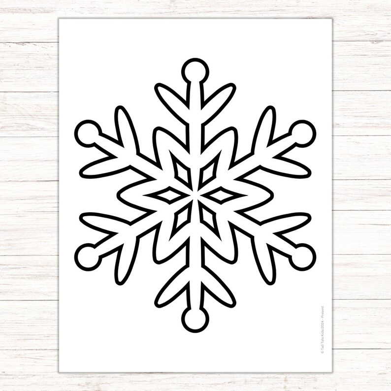 Snowflake Winter Outline Art Project Sheet, Coloring Page Resource ...