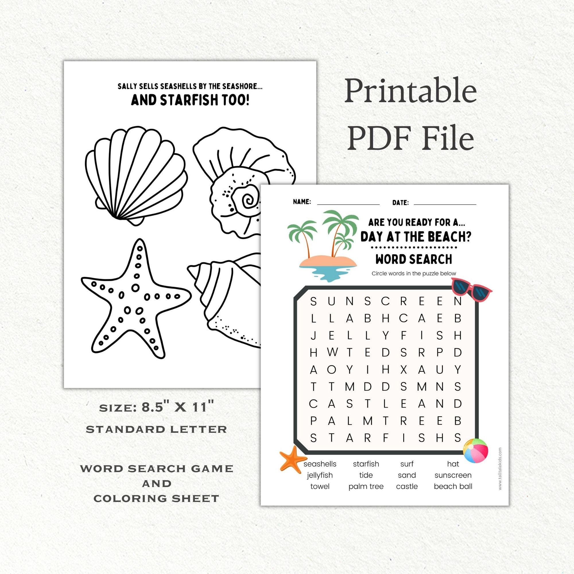 Word Search Game, Summer Printable Activity, Digital Download ...