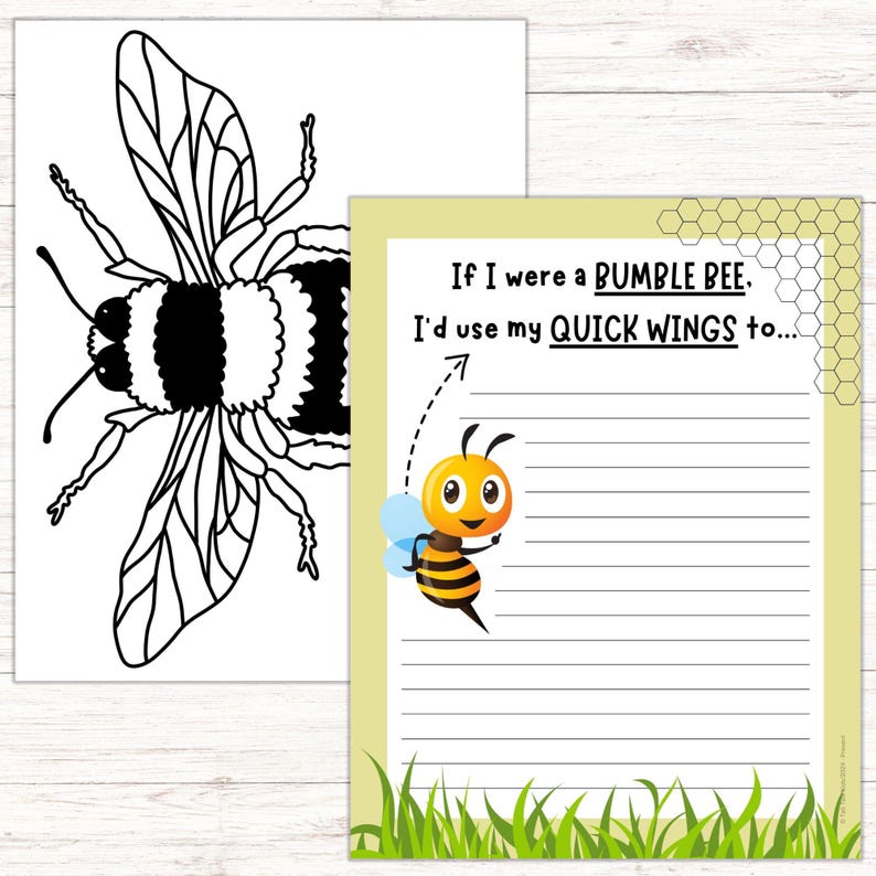 Hoja para colorear de abejas y miel, tema de escritura, actividad de ...