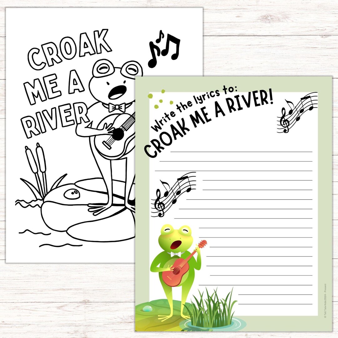 Singing Frog Coloring Sheet Page, Creative Writing Prompt, Song Writing ...