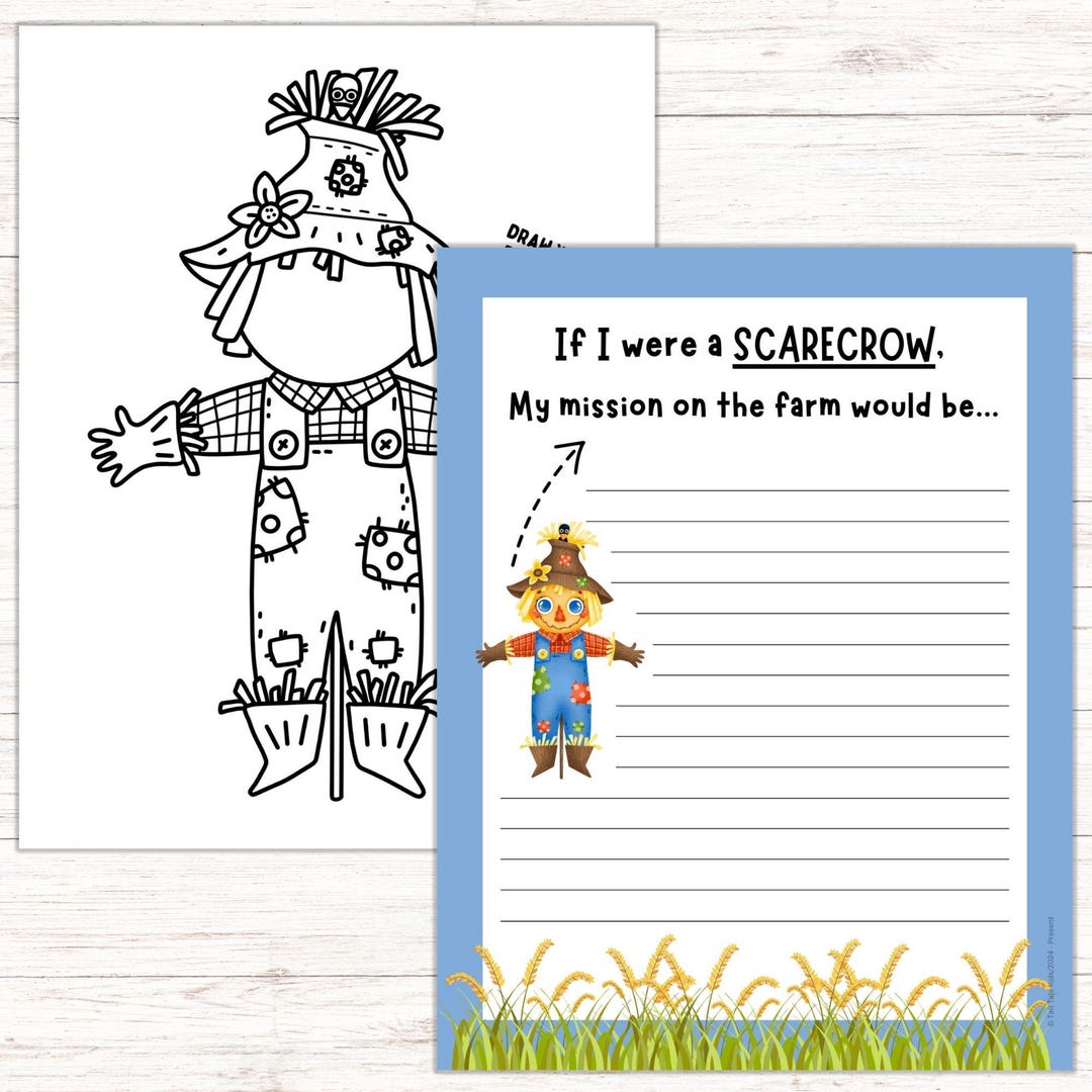 If I Were a Scarecrow, Coloring Page Sheet, Writing Prompt, Cute Autumn ...