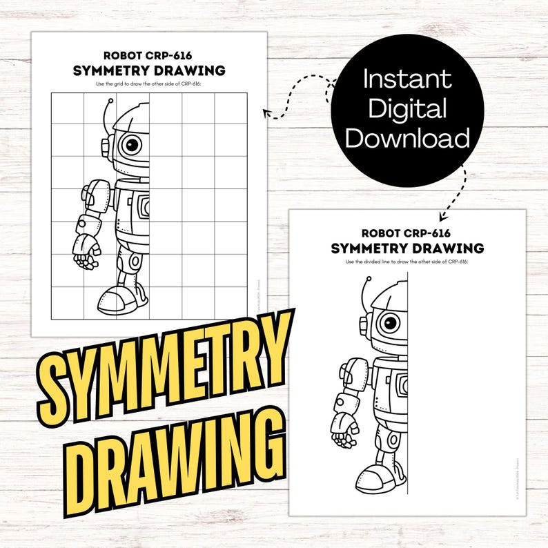 Robot Symmetry Drawing, Grid Line Draw Challenge, Art Class Project ...