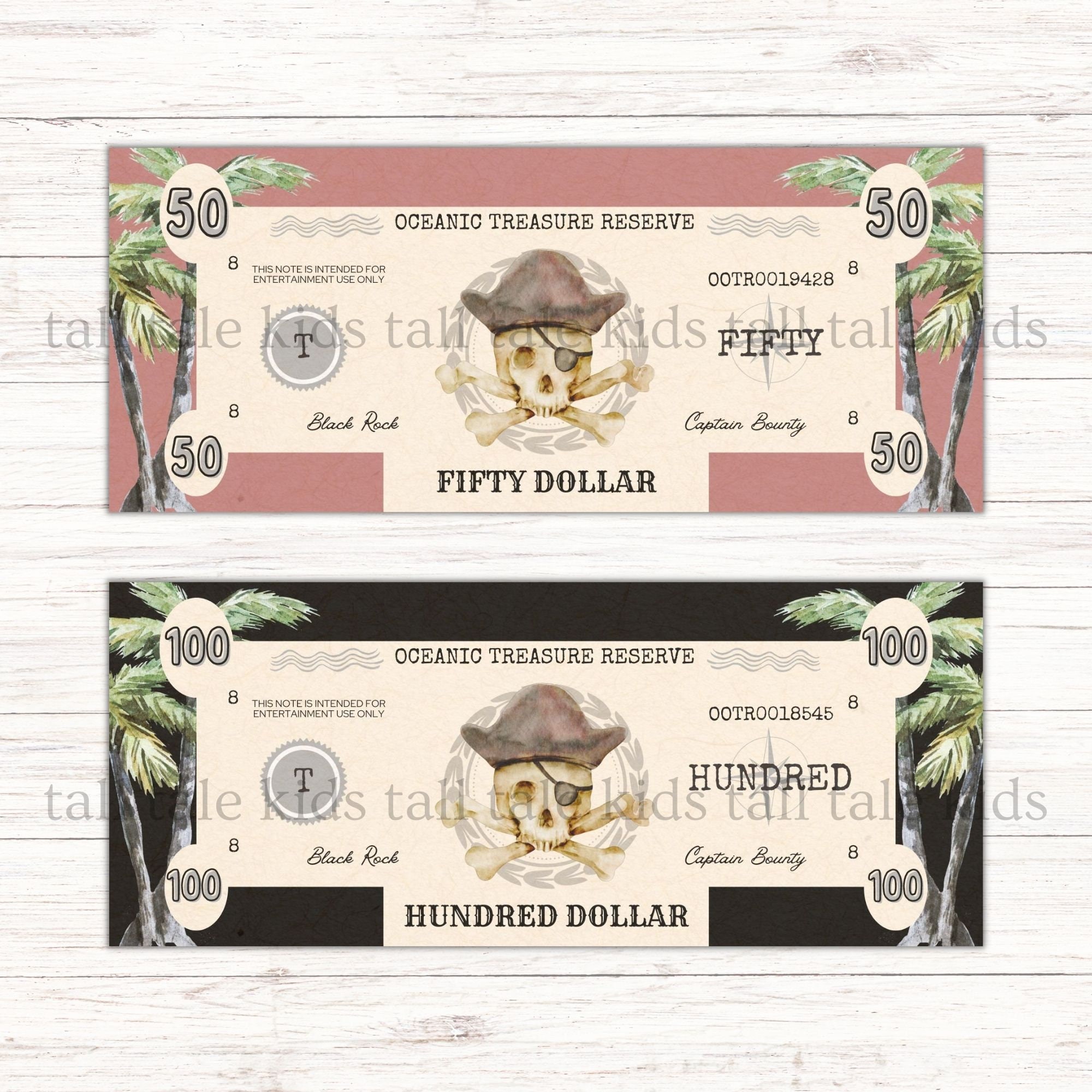Printable Pretend Play Pirate Money Currency Dollars Skull - Etsy
