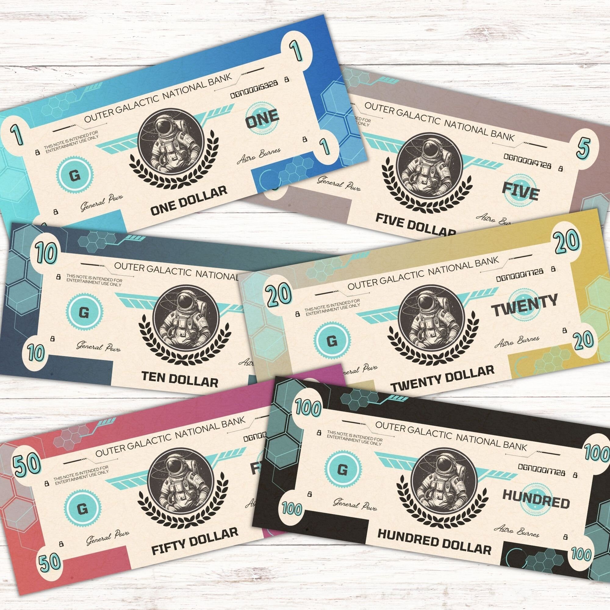 Printable Pretend Play Money Currency Dollar Astronaut Outer - Etsy