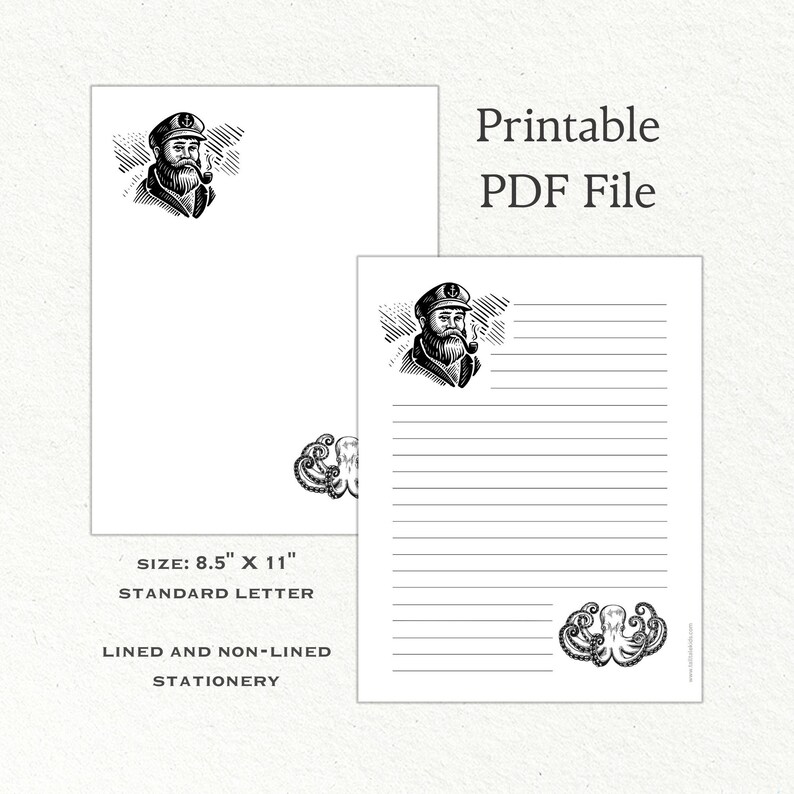 Printable Stationery Set, Captain Adventures Log, Ocean Sea ...