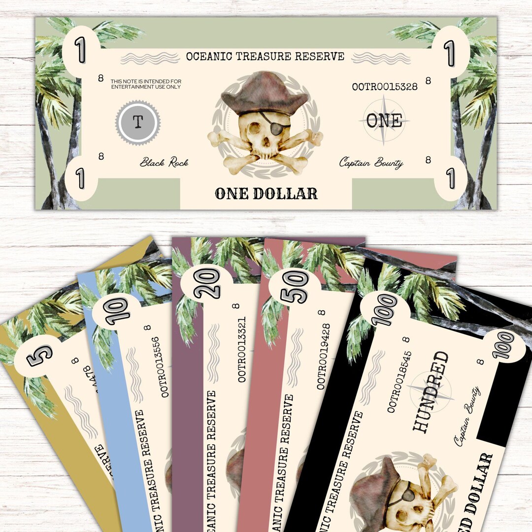 Pirate Ocean Pretend Play Money, Dramatic Play Currency, Adventure ...