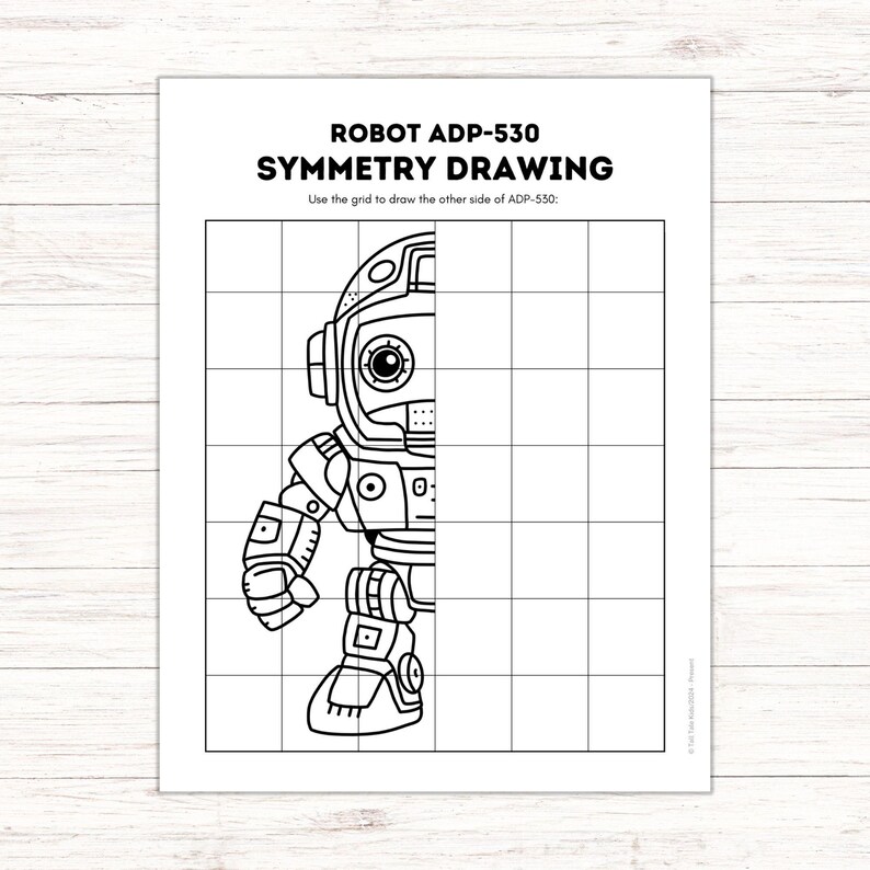 Robot Symmetry Drawing, Grid Line Draw Challenge, Art Class Project ...