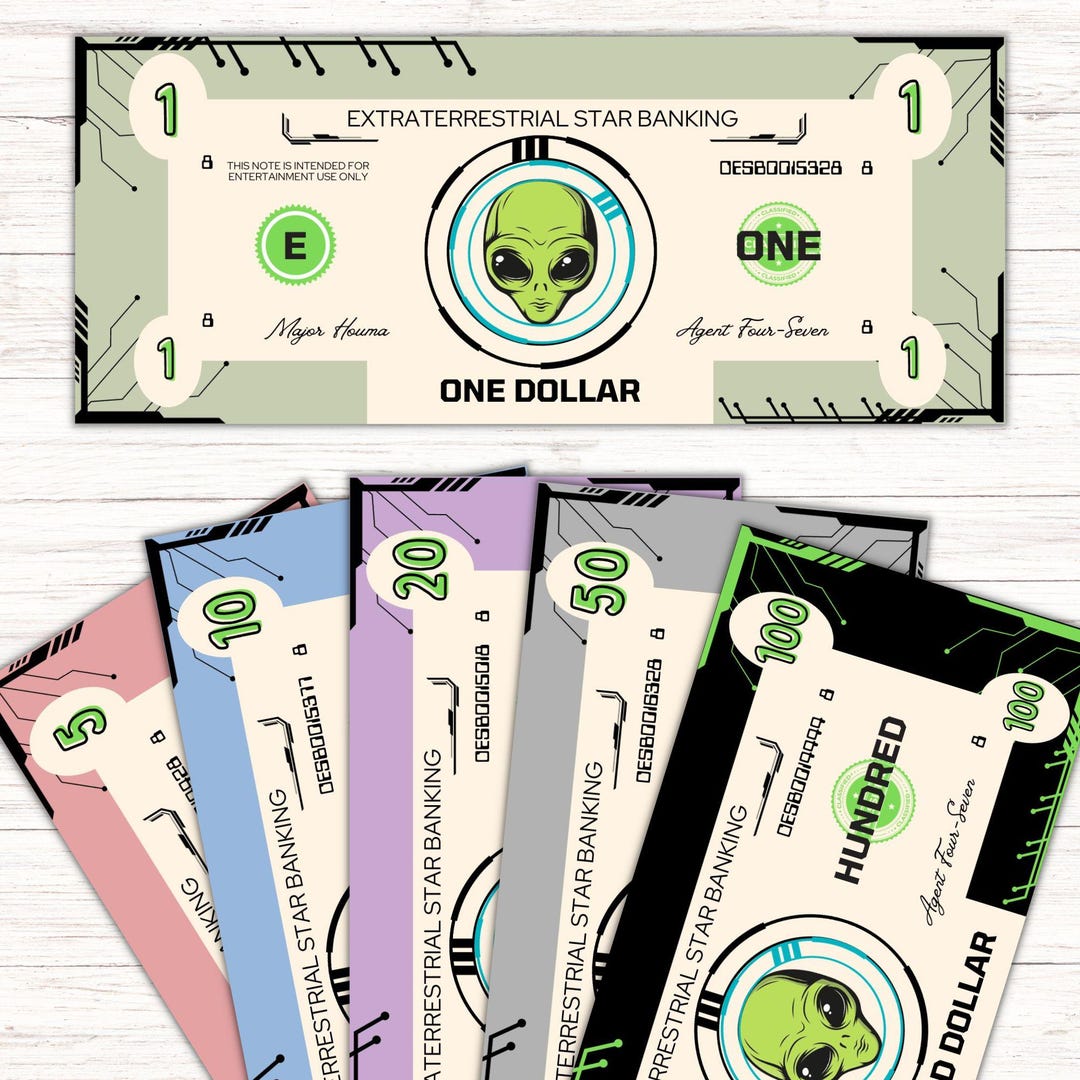 Alien Pretend Play Currency, Dramatic Play Money Dollars, Outer Space ...