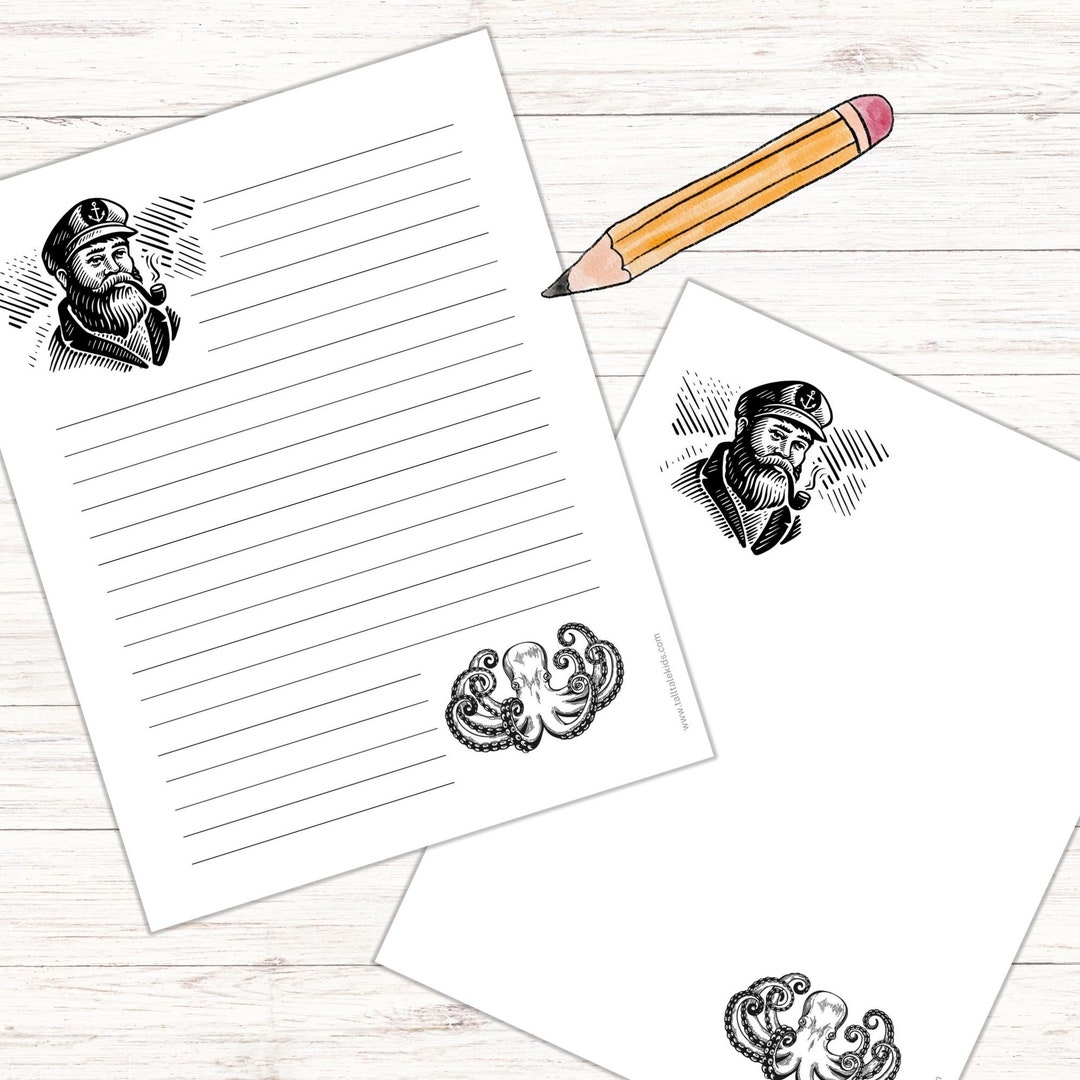 Printable Stationery Set, Captain Adventures Log, Ocean Sea ...