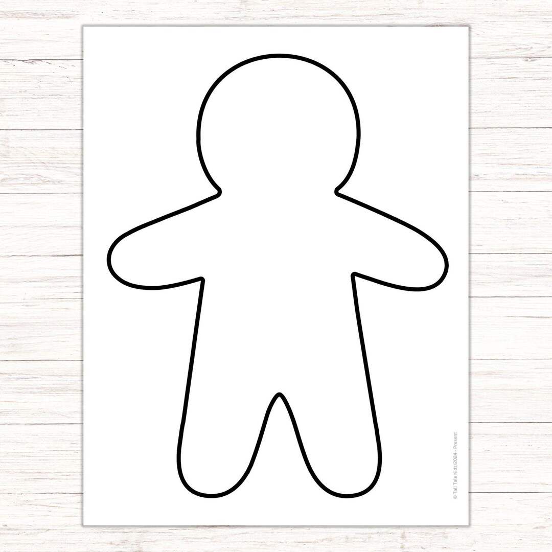 Gingerbread Man Outline, Activity Project Craft Sheet, Doll Shape ...
