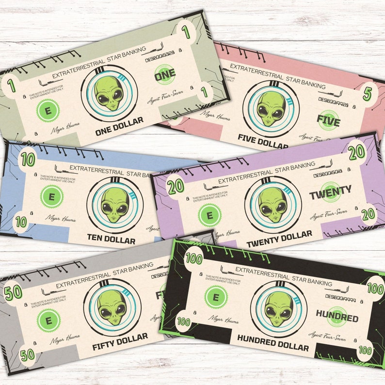 Printable Pretend Play Money Currency Dollar Alien Outer - Etsy Australia