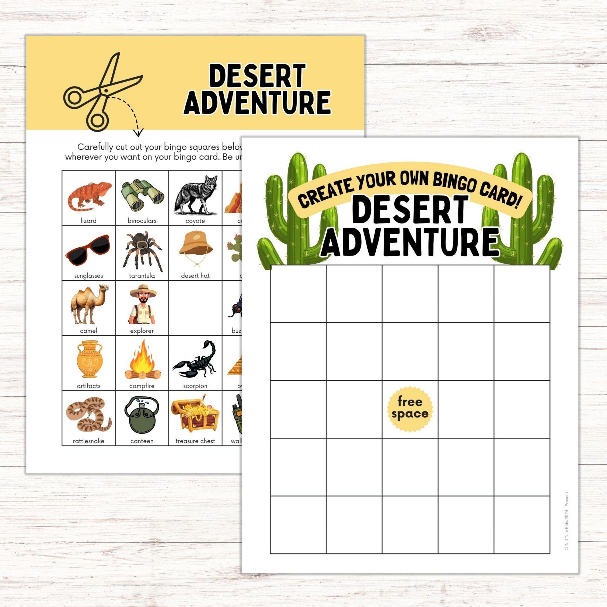 Create Your Own, Cut and Paste Bingo, Desert Adventure Story, Bingo ...