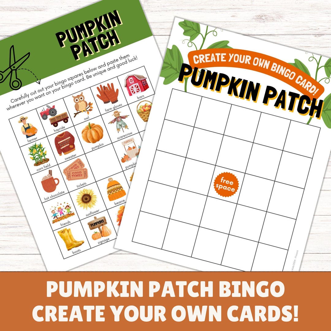Cut and Paste Bingo, Pumpkin Patch, Create Your Own Cards, Autumn Fall ...