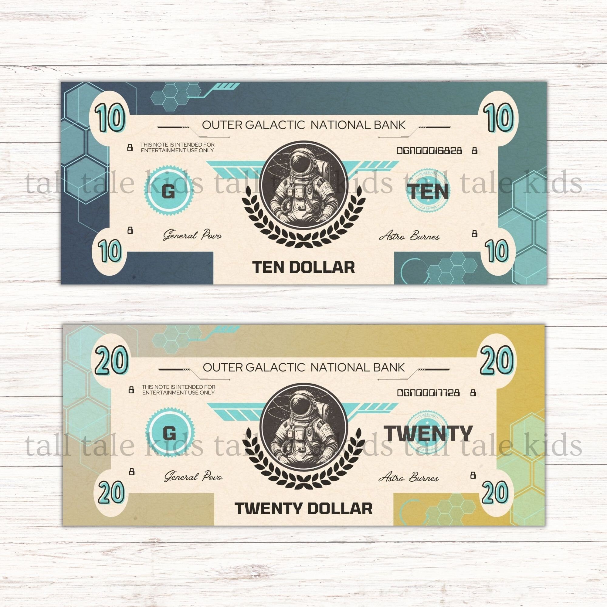 Printable Pretend Play Money Currency Dollar Astronaut Outer - Etsy