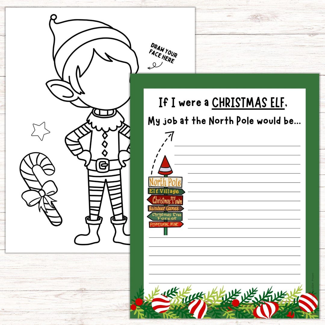 If I Were a Christmas Elf, Coloring Page Sheet, Creative Writing Prompt ...