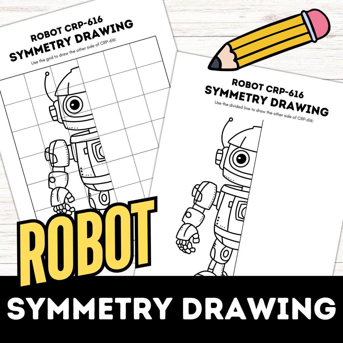 Robot Symmetry Drawing, Grid Line Draw Challenge, Art Class Project ...