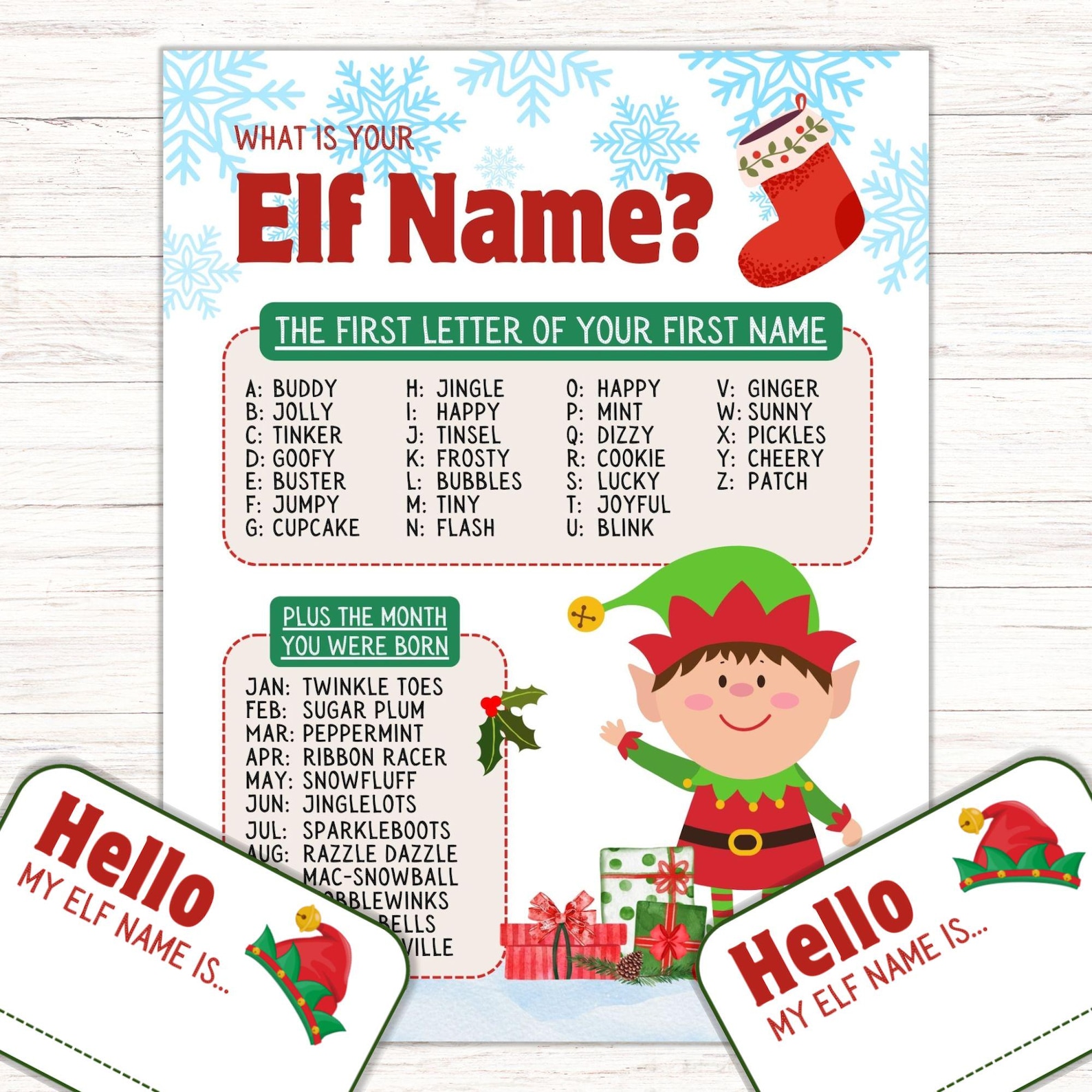 What is Your Elf Name, Christmas Winter Activity, Printable Digital ...