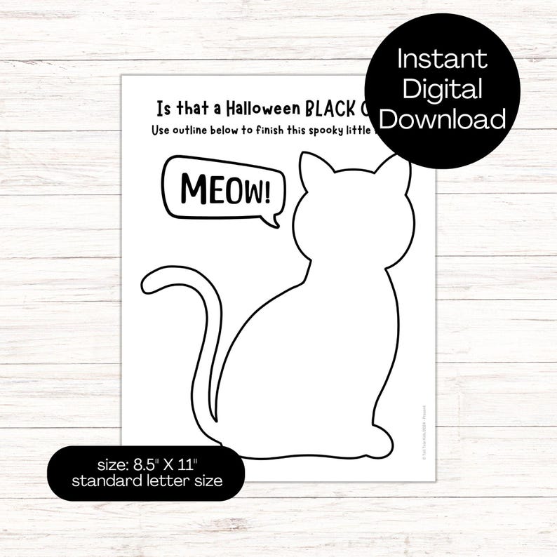 Halloween Black Cat Drawing Prompt Activity, Halloween Family Friendly ...