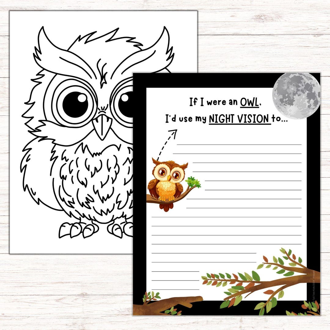 Owl Coloring Sheet Page, Creative Writing Prompt, End of Day Activity ...