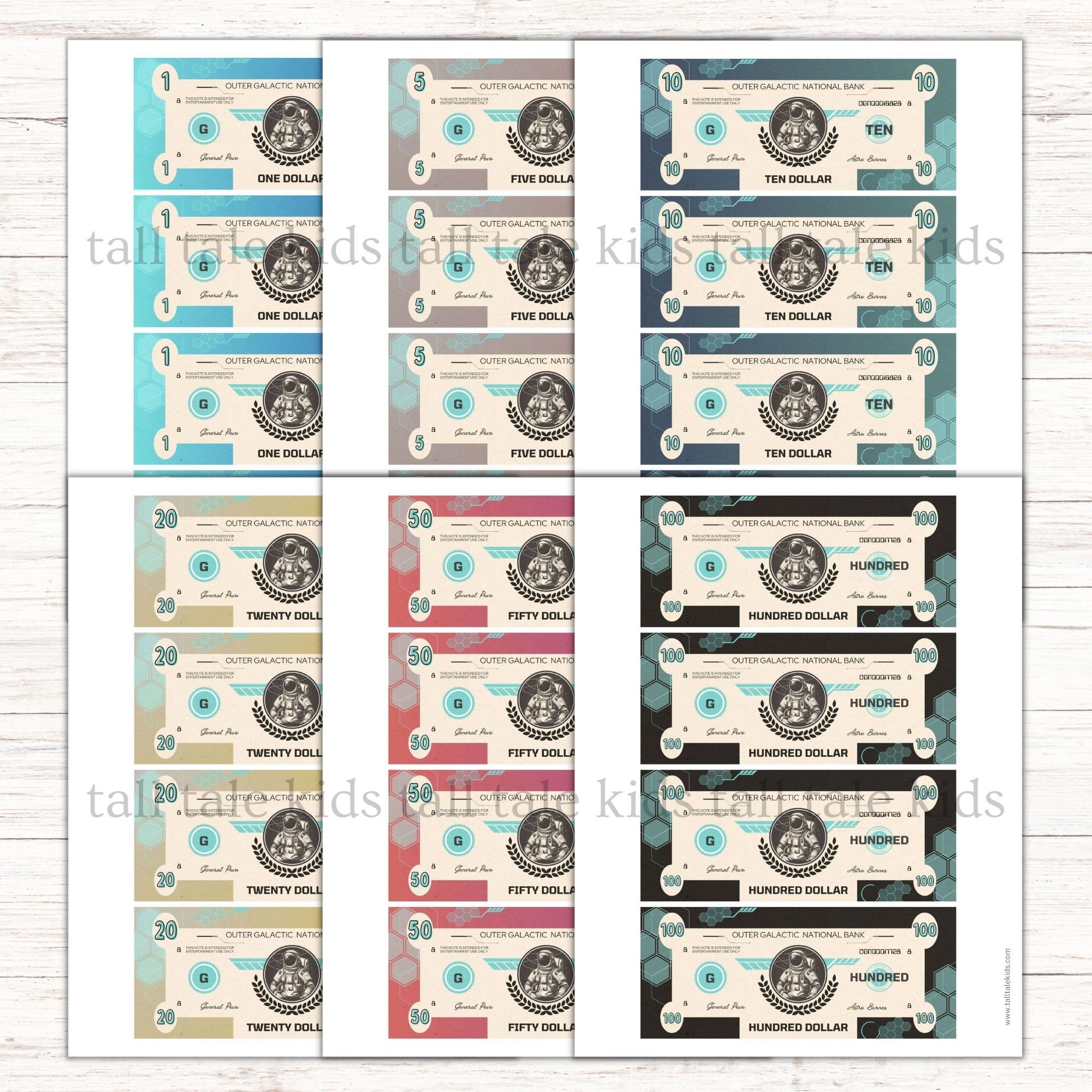 Printable Pretend Play Money Currency Dollar Astronaut Outer - Etsy
