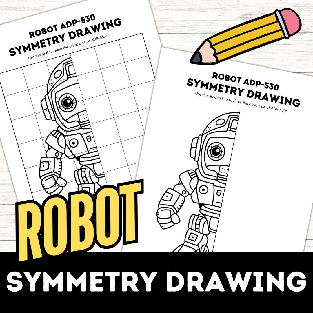 Robot Symmetry Drawing, Grid Line Draw Challenge, Art Class Project ...