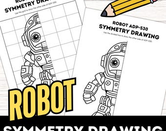 Robot Symmetry Drawing, Grid Line Draw Challenge, Art Class Project ...