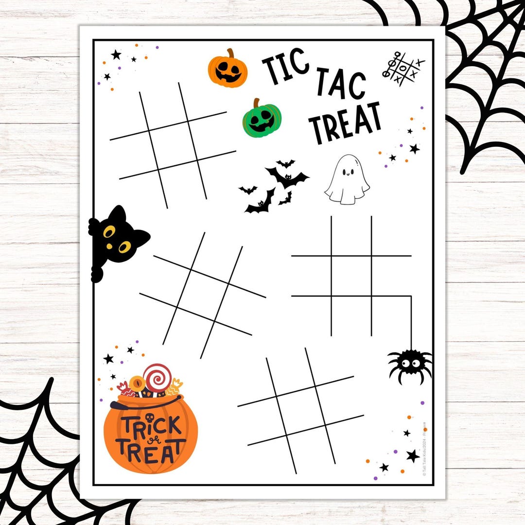 Halloween Tic Tac Toe Printable Game, Family Friendly Party Supply ...