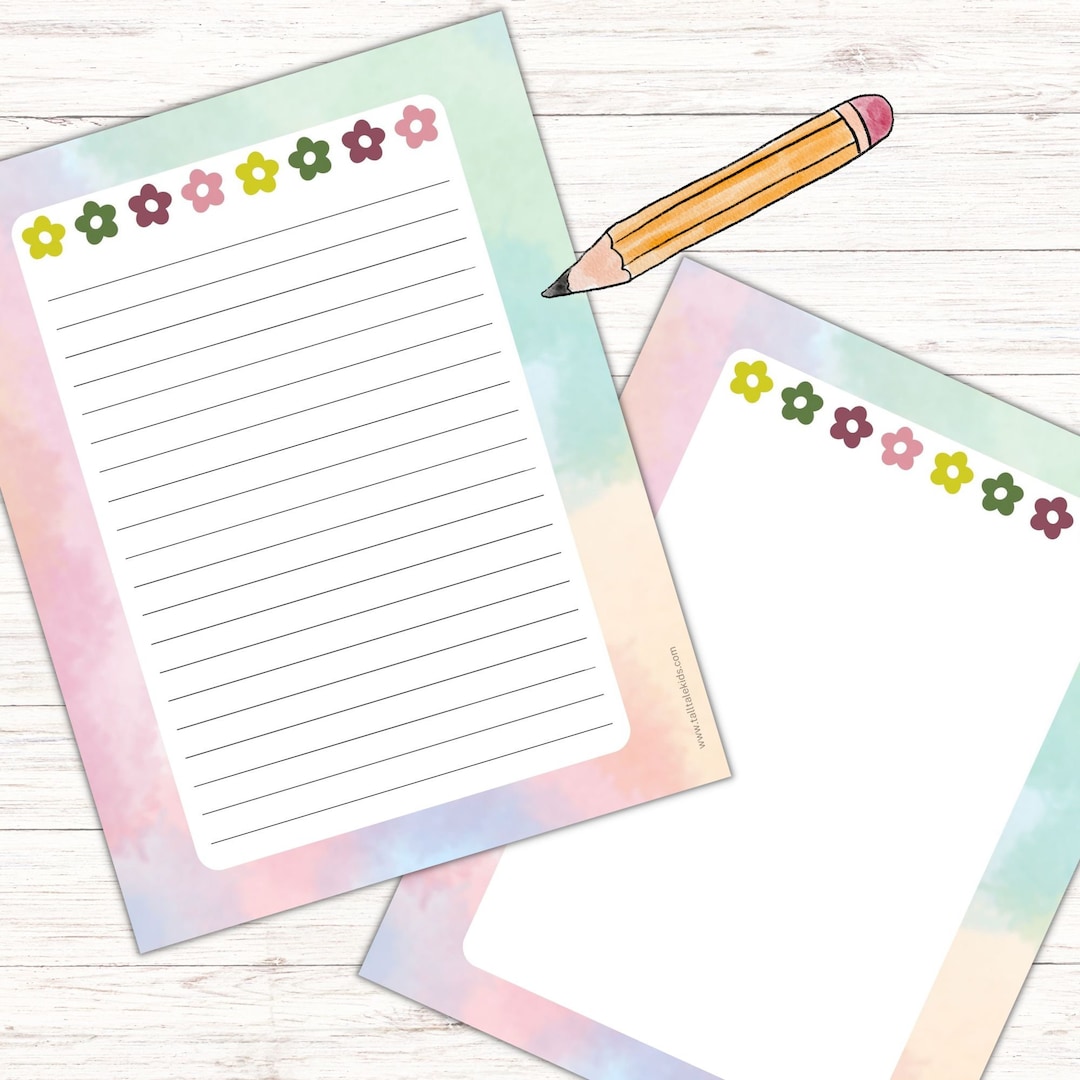 Printable Flower Pastel Color Stationary, Instant Digital Download ...