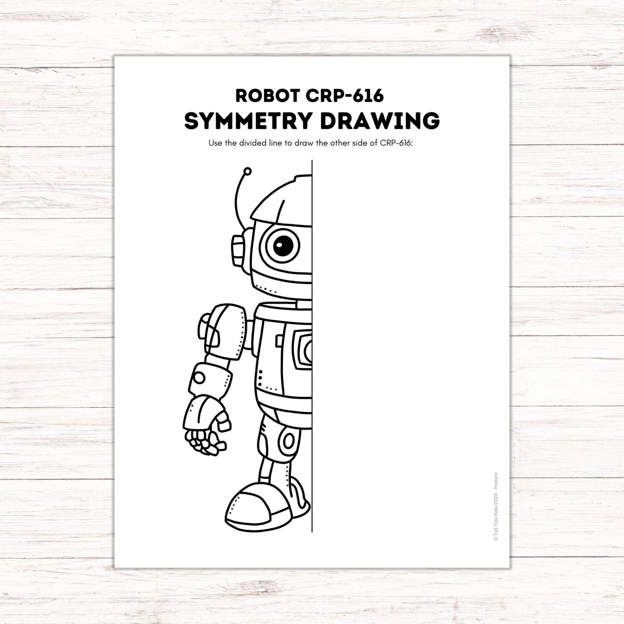 Robot Symmetry Drawing, Grid Line Draw Challenge, Art Class Project ...