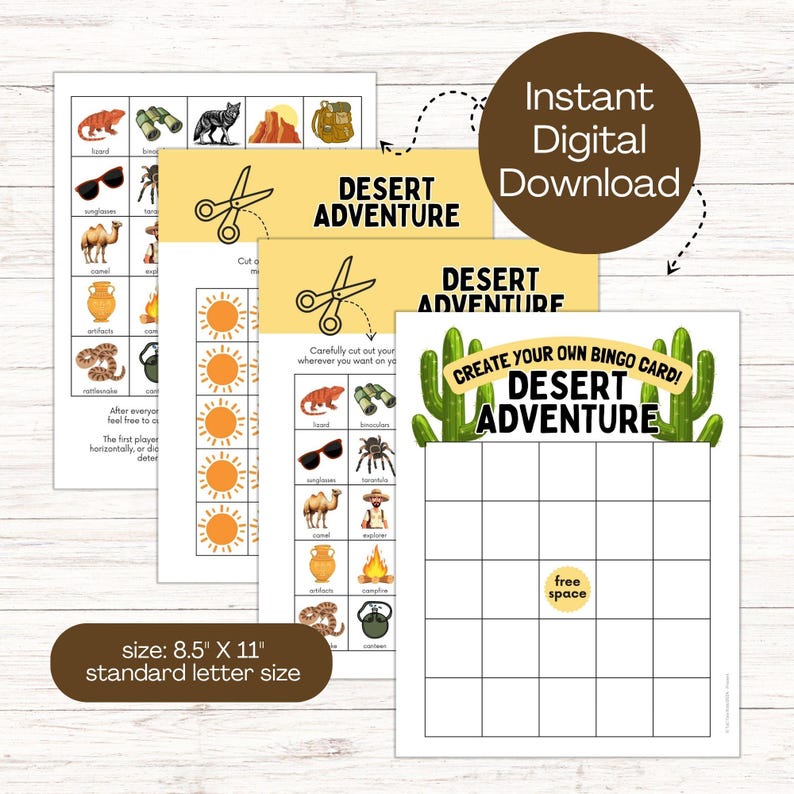 Create Your Own, Cut and Paste Bingo, Desert Adventure Story, Bingo ...