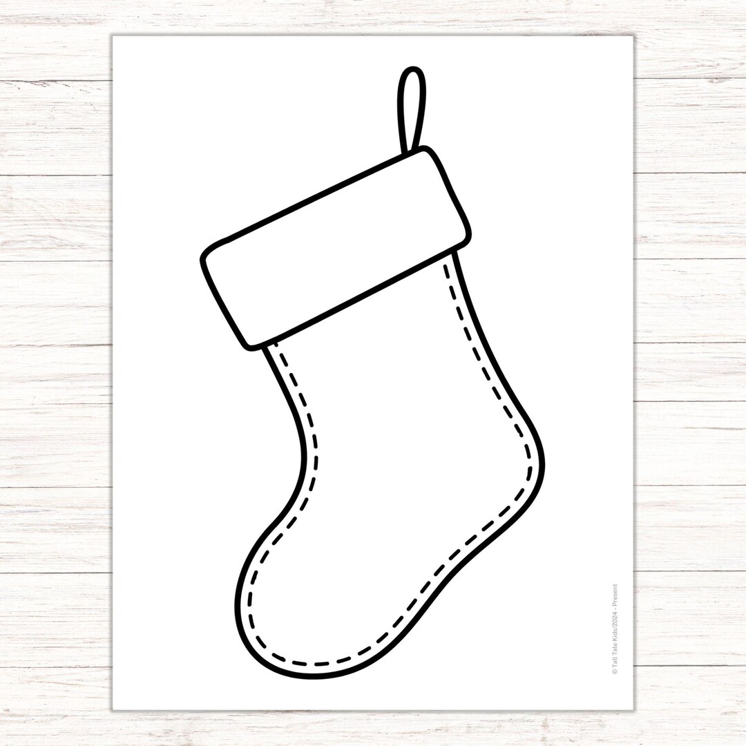 Christmas Stocking Outline, Printable Digital Download, Art Project ...