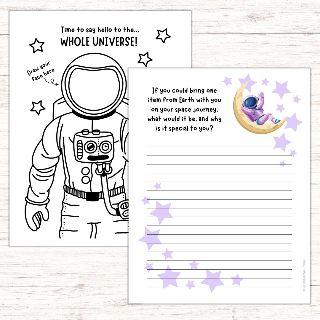 Astronaut Drawing Prompt Coloring Activity, Family Friendly Creative ...