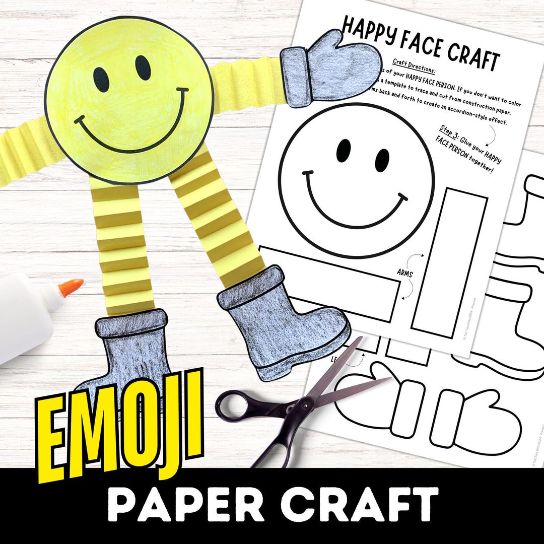 Paper Craft, Happy Face Emoji Person, School Homeschool, Instant ...