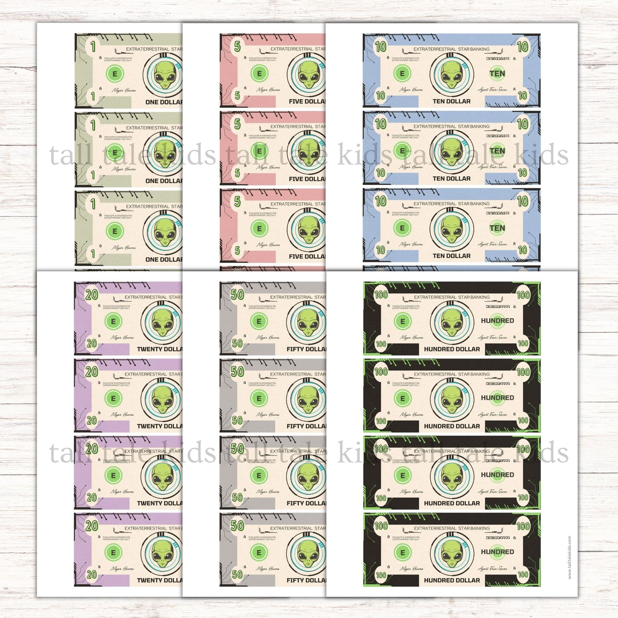 Printable Pretend Play Money Currency Dollar Alien Outer - Etsy Australia