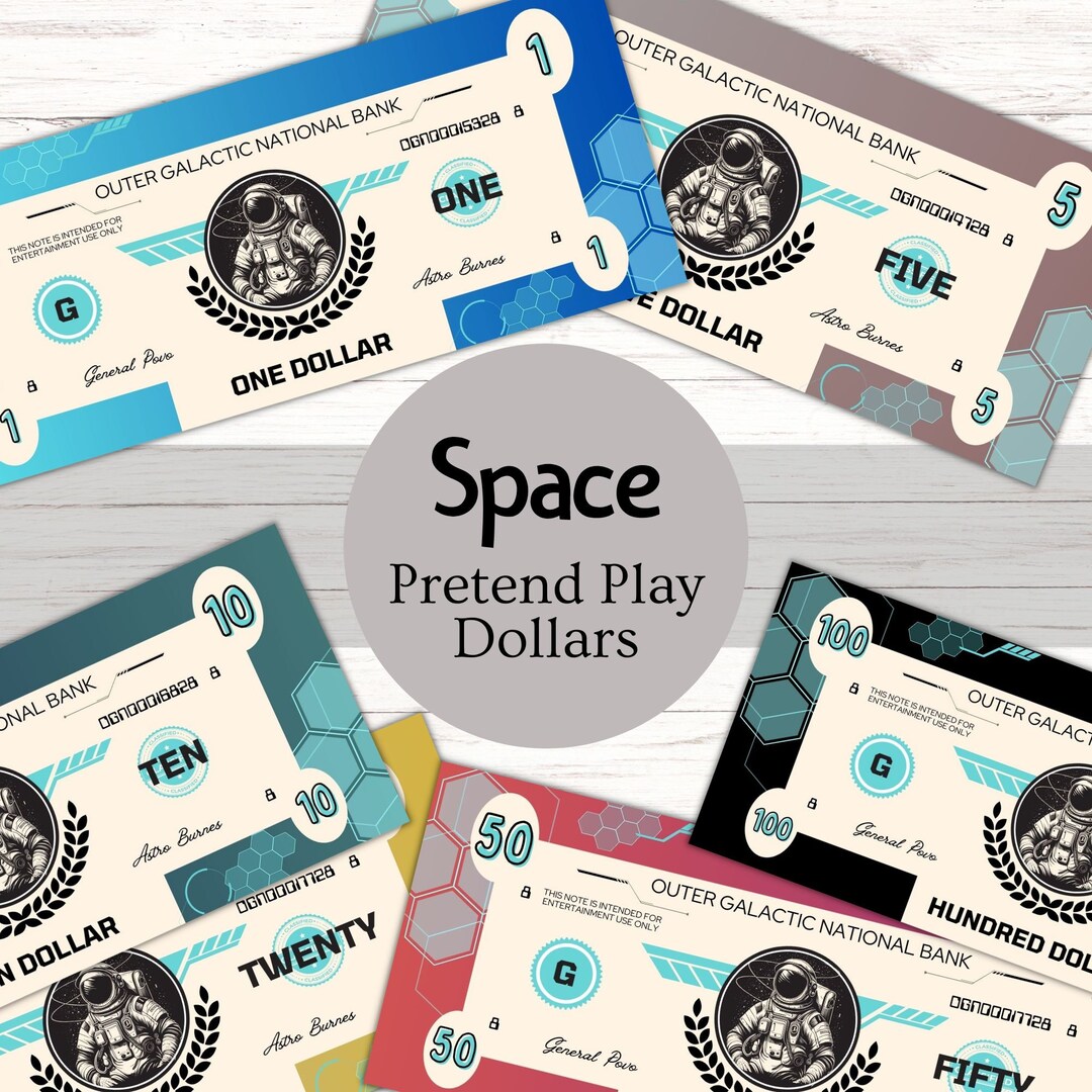 Printable Pretend Play Money Currency Dollar Astronaut Outer - Etsy UK