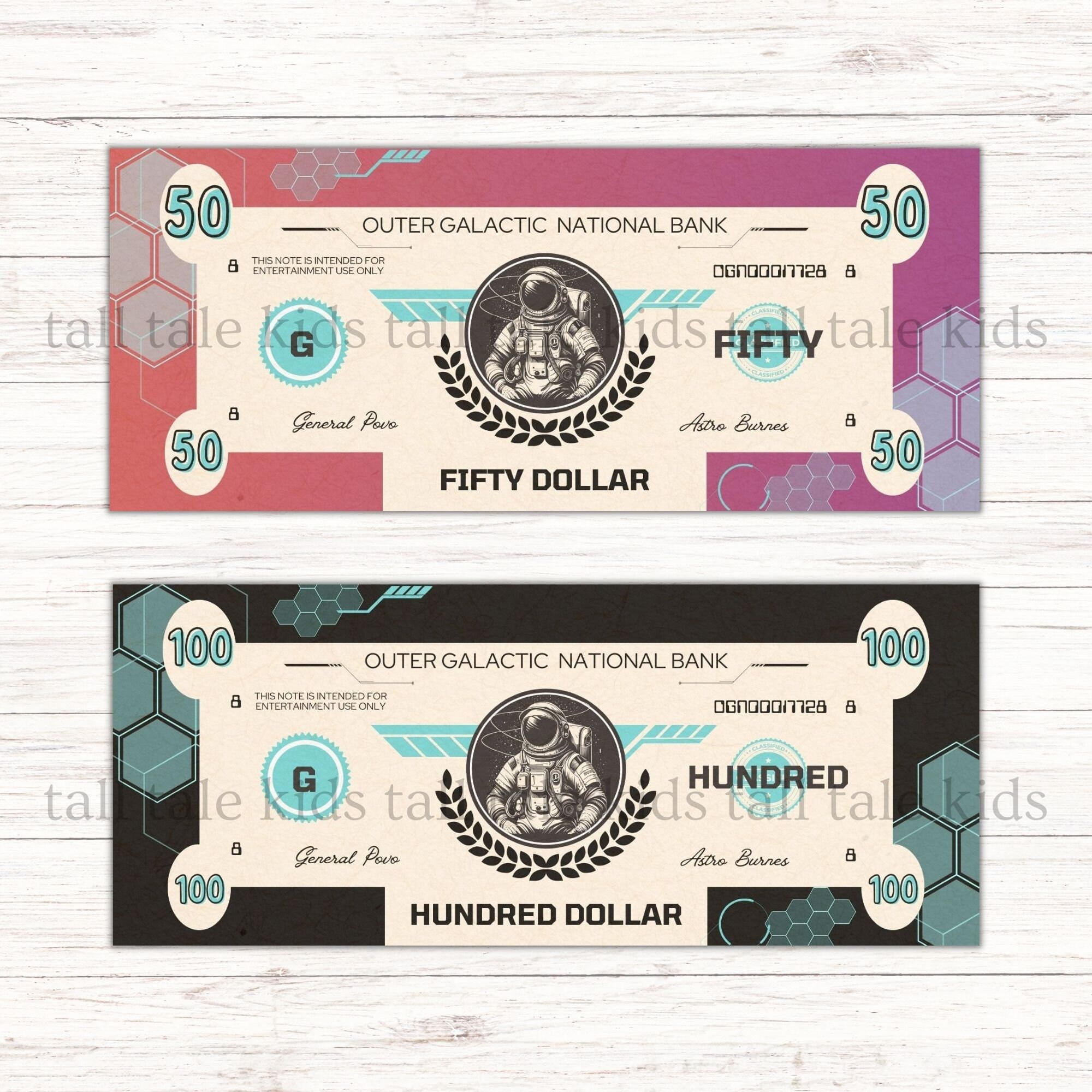 Printable Pretend Play Money Currency Dollar Astronaut Outer - Etsy